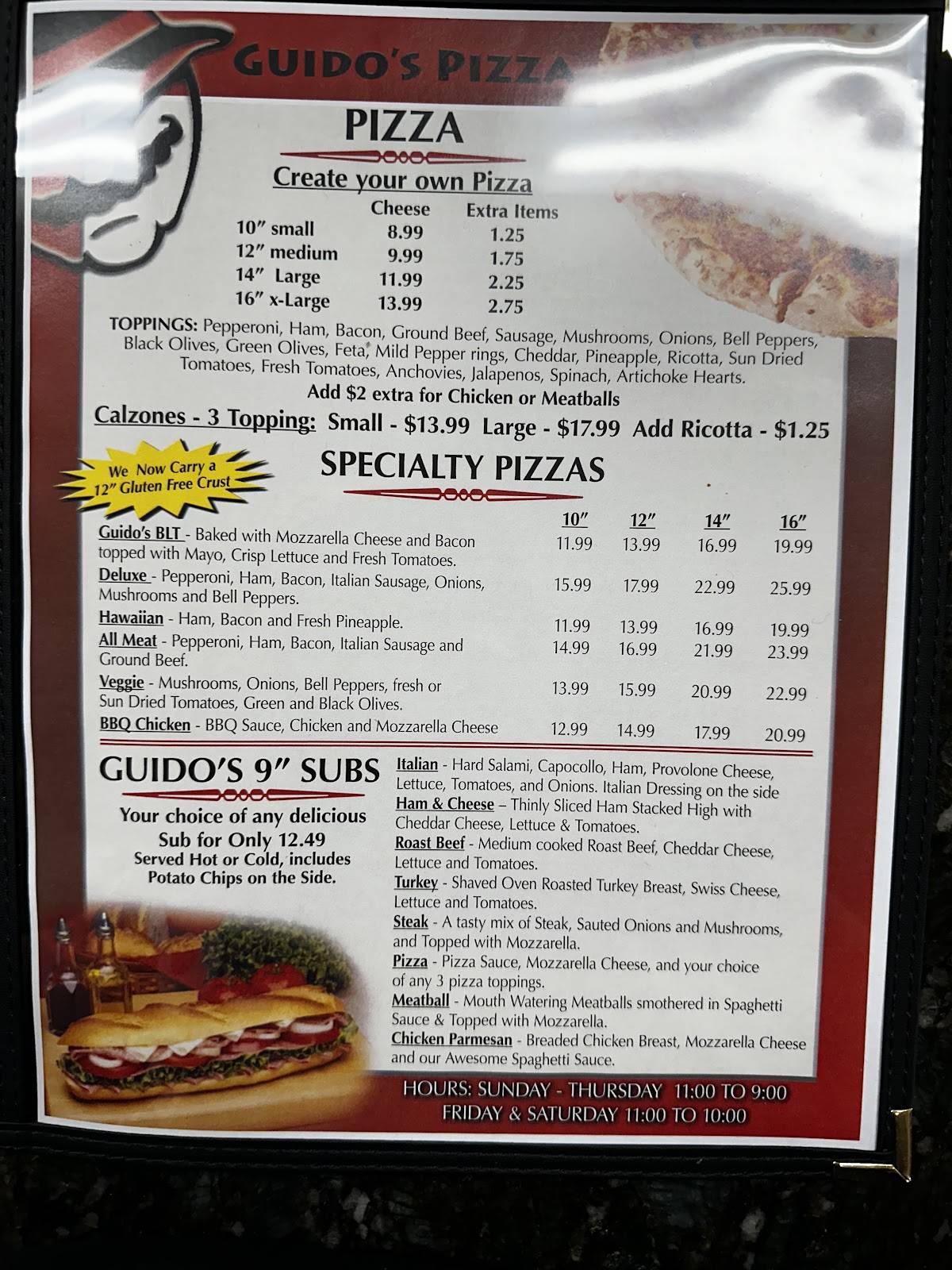 Menu at Guido's Pizza pizzeria, Prescott Valley, 150 AZ-69
