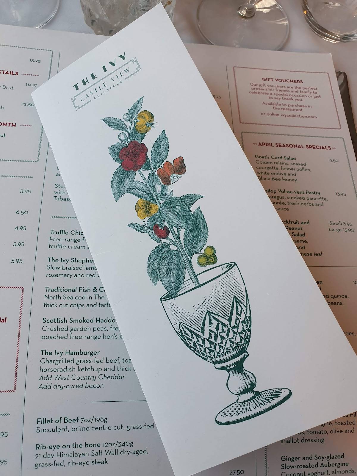 Menu at The Ivy Castle View restaurant, Guildford