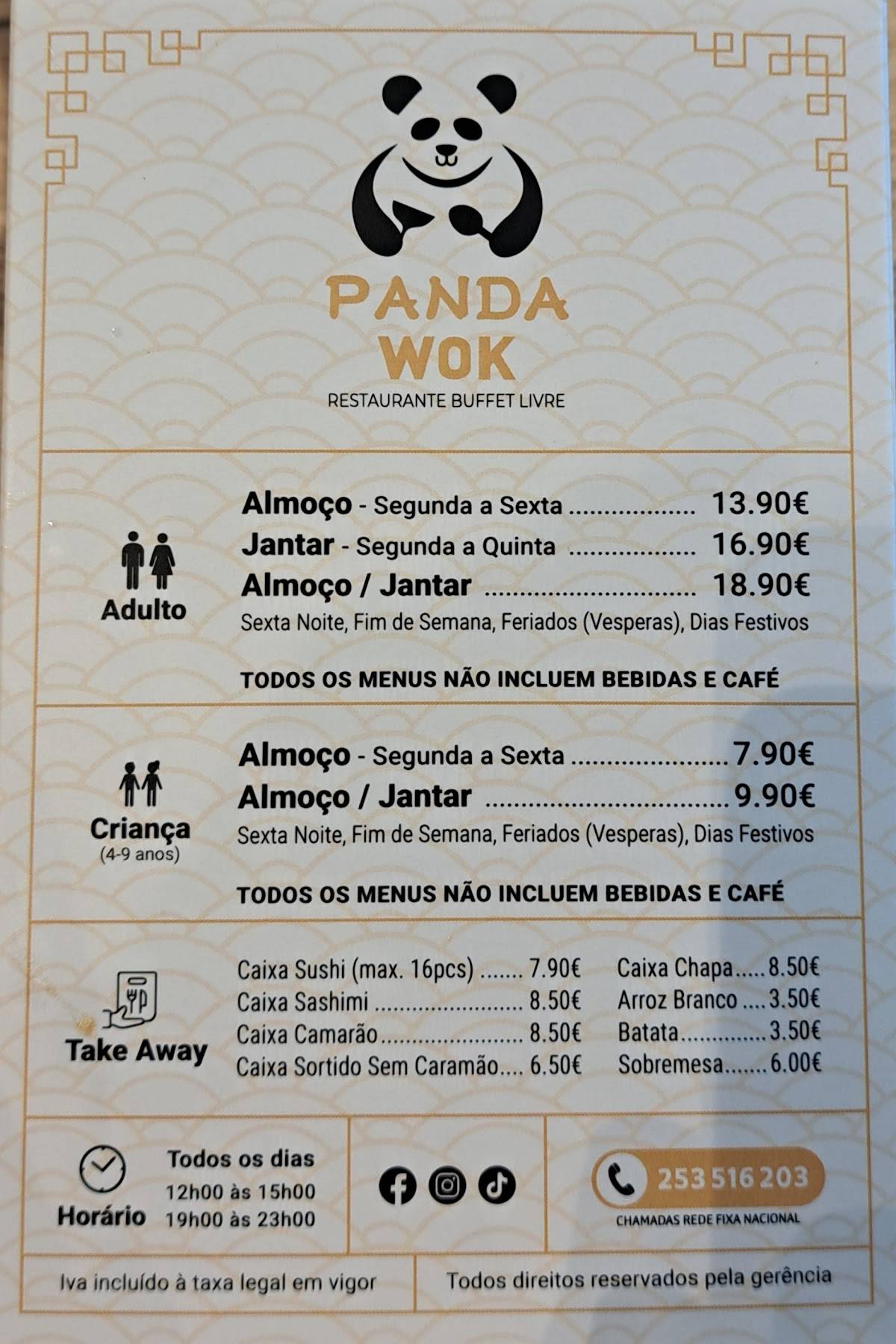 Menu em Panda Wok restaurante, Guimaraes