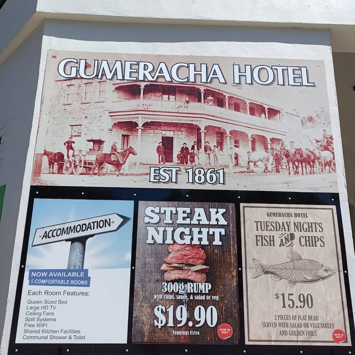 Menu at Gumeracha Hotel pub & bar, Gumeracha
