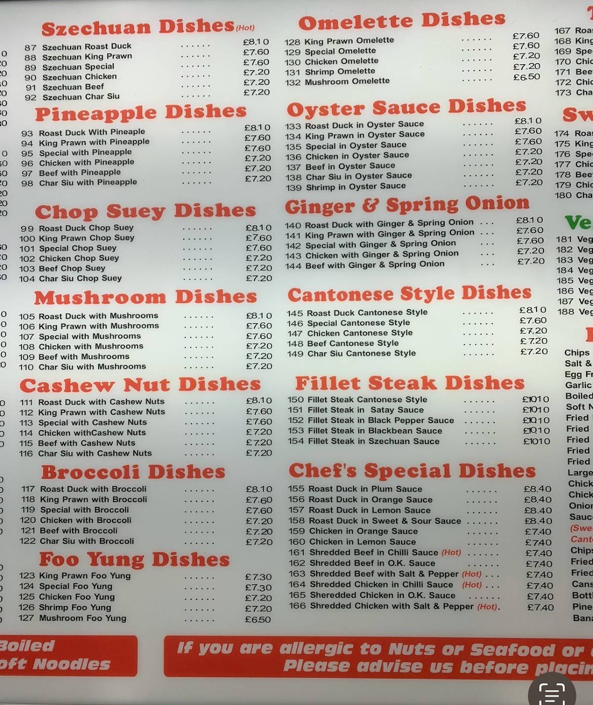 Menu at Gwok Hing fast food, Preston