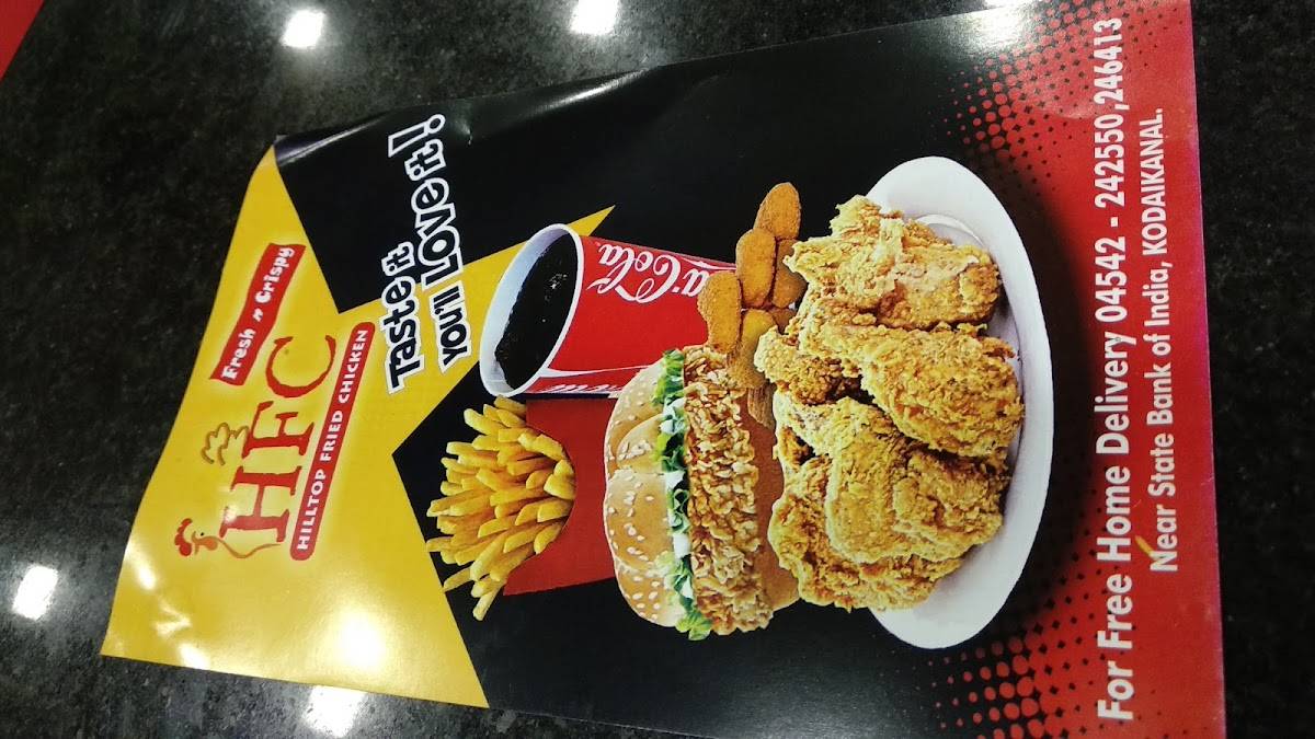 Menu at HFC (Hilltop Fried Chicken), Kodaikanal, 6FPV+99R