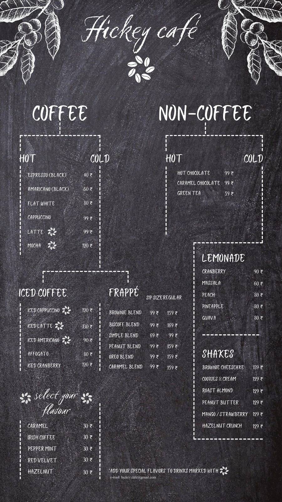 Menu at HICKEY CAFÉ, Hyderabad, Dontanapally