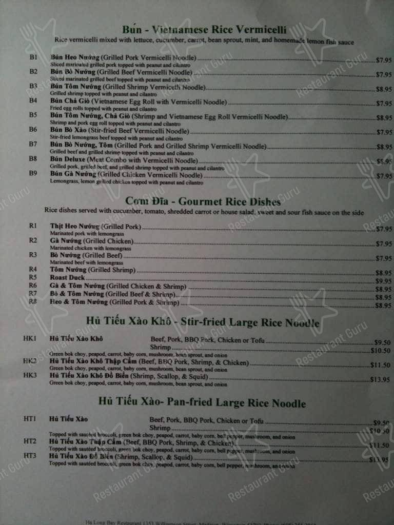 Menu at Hạ Long Bay Restaurant, Madison