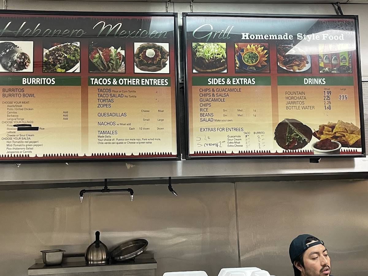 Menu at Habanero Mexican Grill restaurant, Beecher