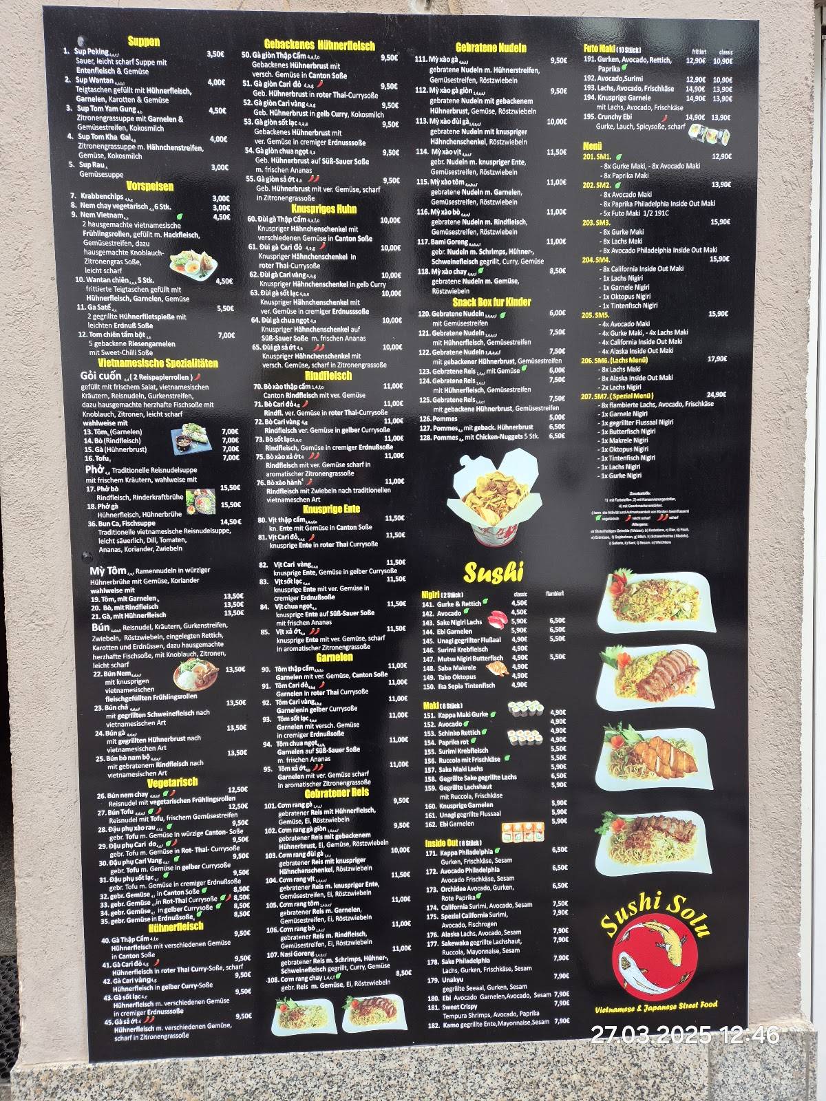Speisekarte von Sushi Solu Weingarten restaurant, Weingarten