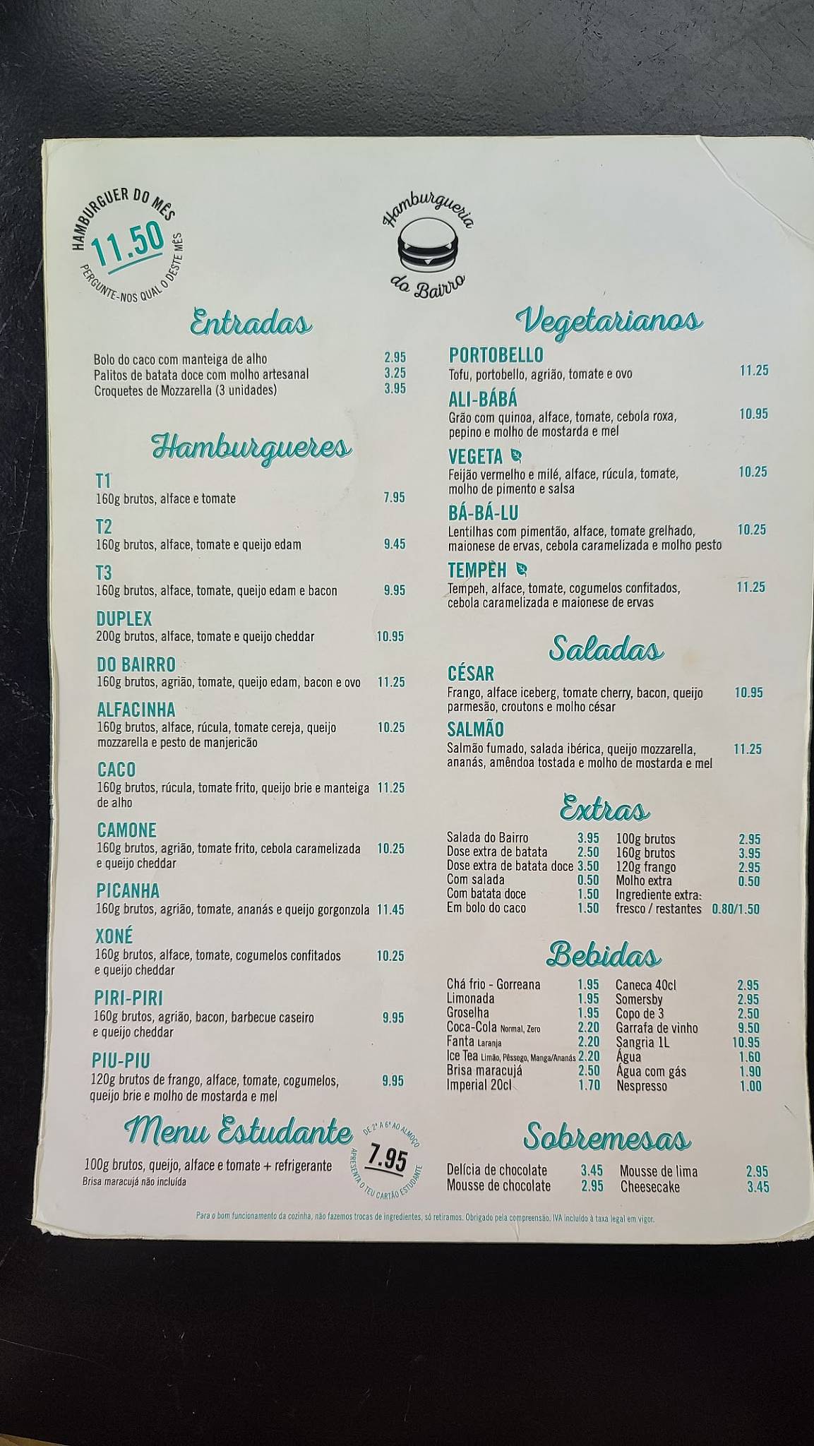 Menu em Hamburgueria do Bairro - Almada restaurante, Almada