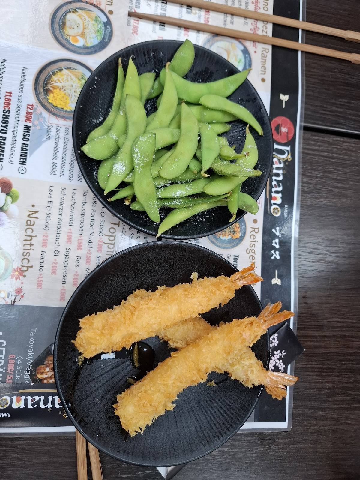 Menu at Hanano Ramen restaurant, Hanover