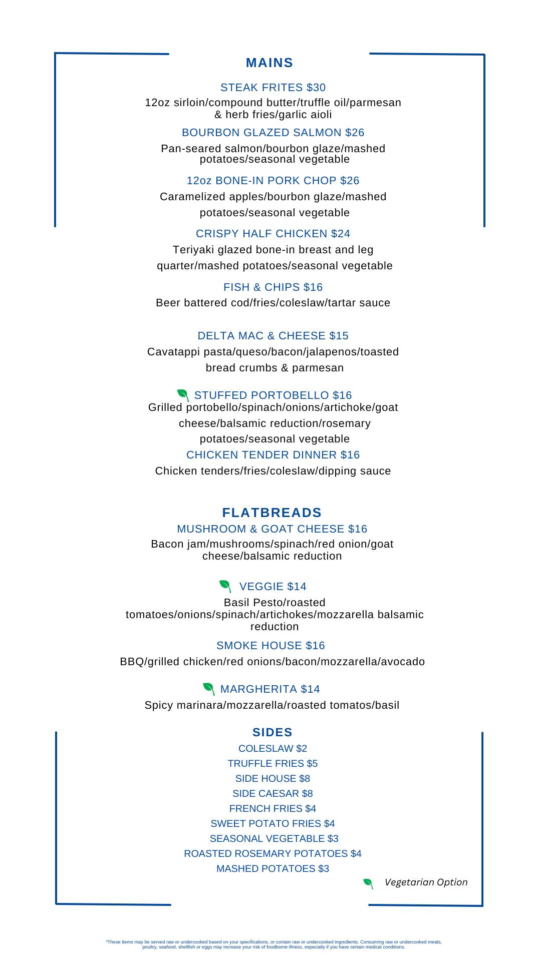 Menu at Hangar 58 Sports Bar and Grill, Indianapolis
