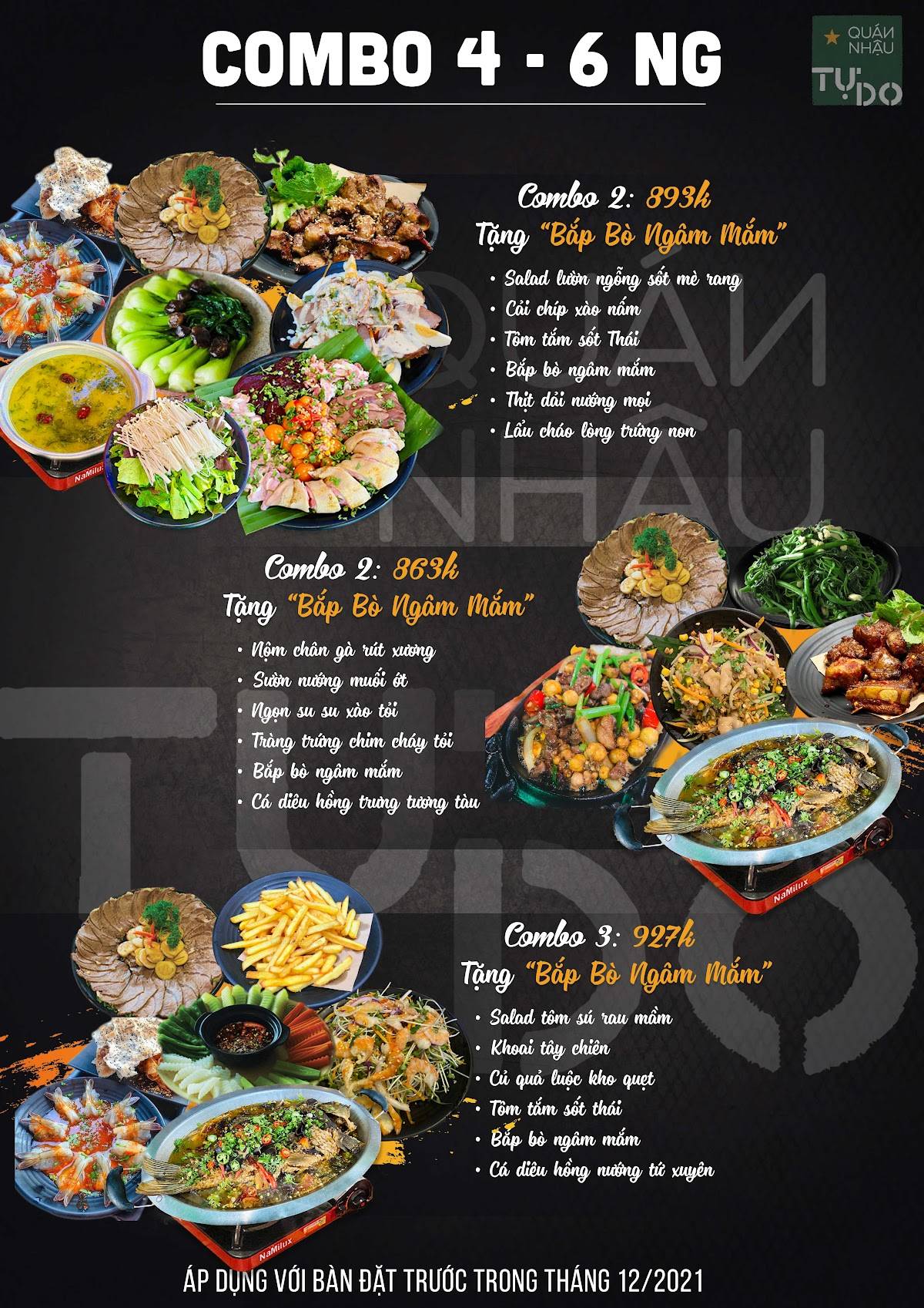 Menu at Quán Nhậu Tự Do restaurant, Hanoi, 75 P.Yên Lãng
