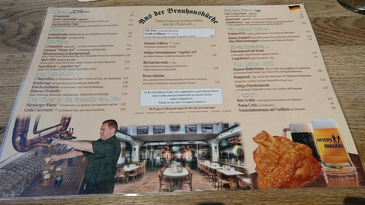Speisekarte von Hansens Brauerei restaurant, Flensburg