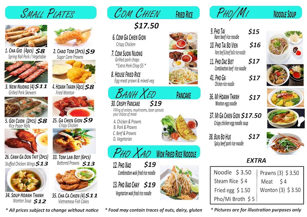 Menu at Happy Chopstix Vietnamese Cafe, Hamilton Hill
