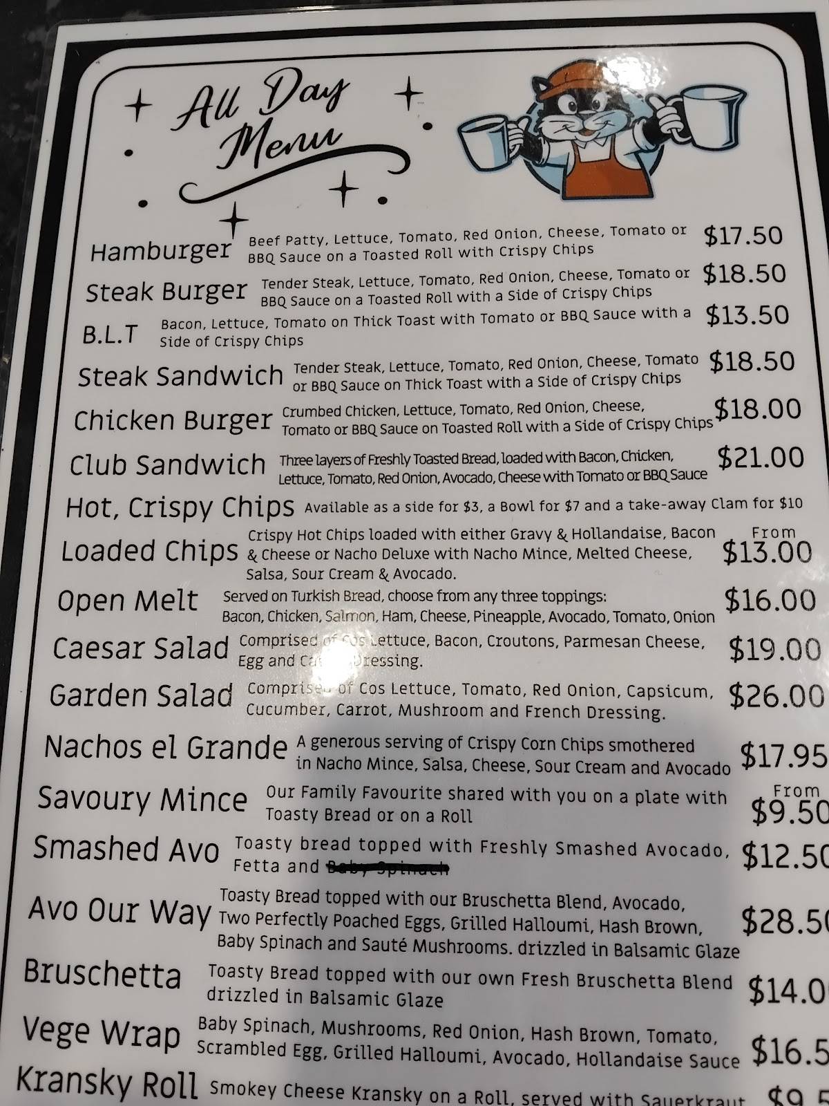 Menu at Happy Dayz Cafe., Loganholme