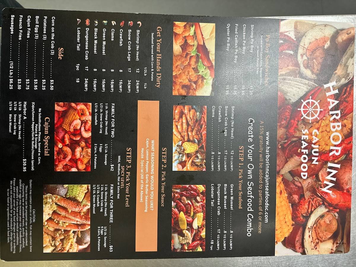 Menu at Harbor Inn Cajun Seafood pub & bar, Greenville