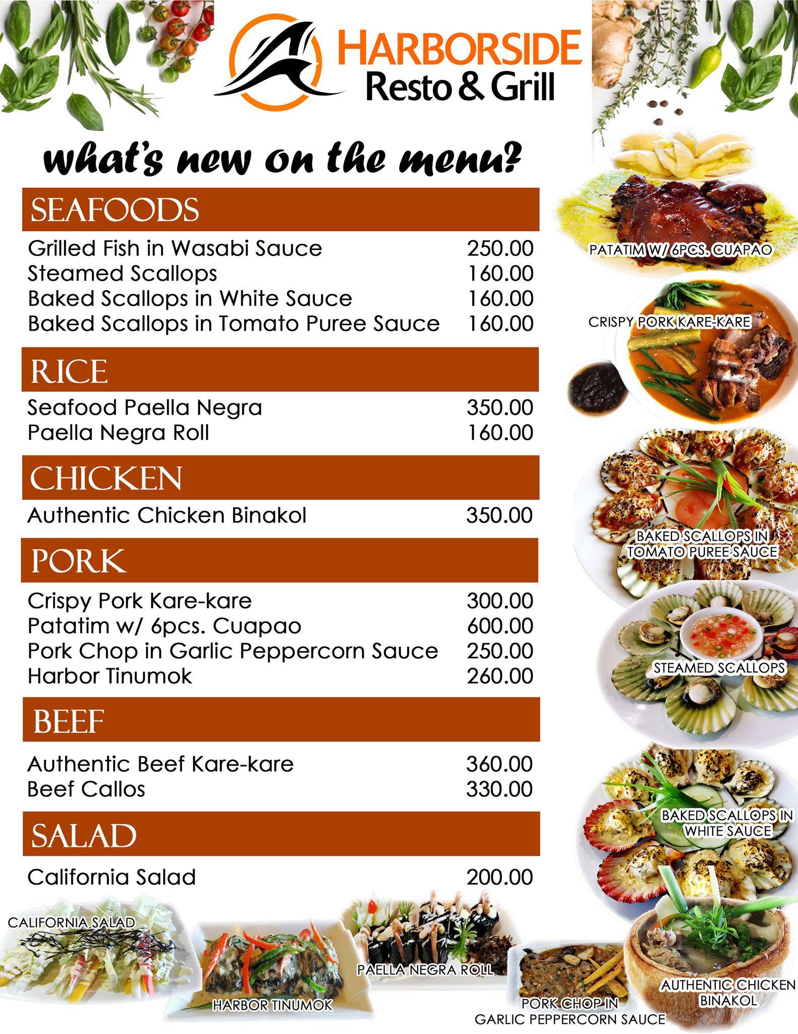 Menu at Harborside Resto & Grill restaurant, Surigao City, Purok Baybay ...