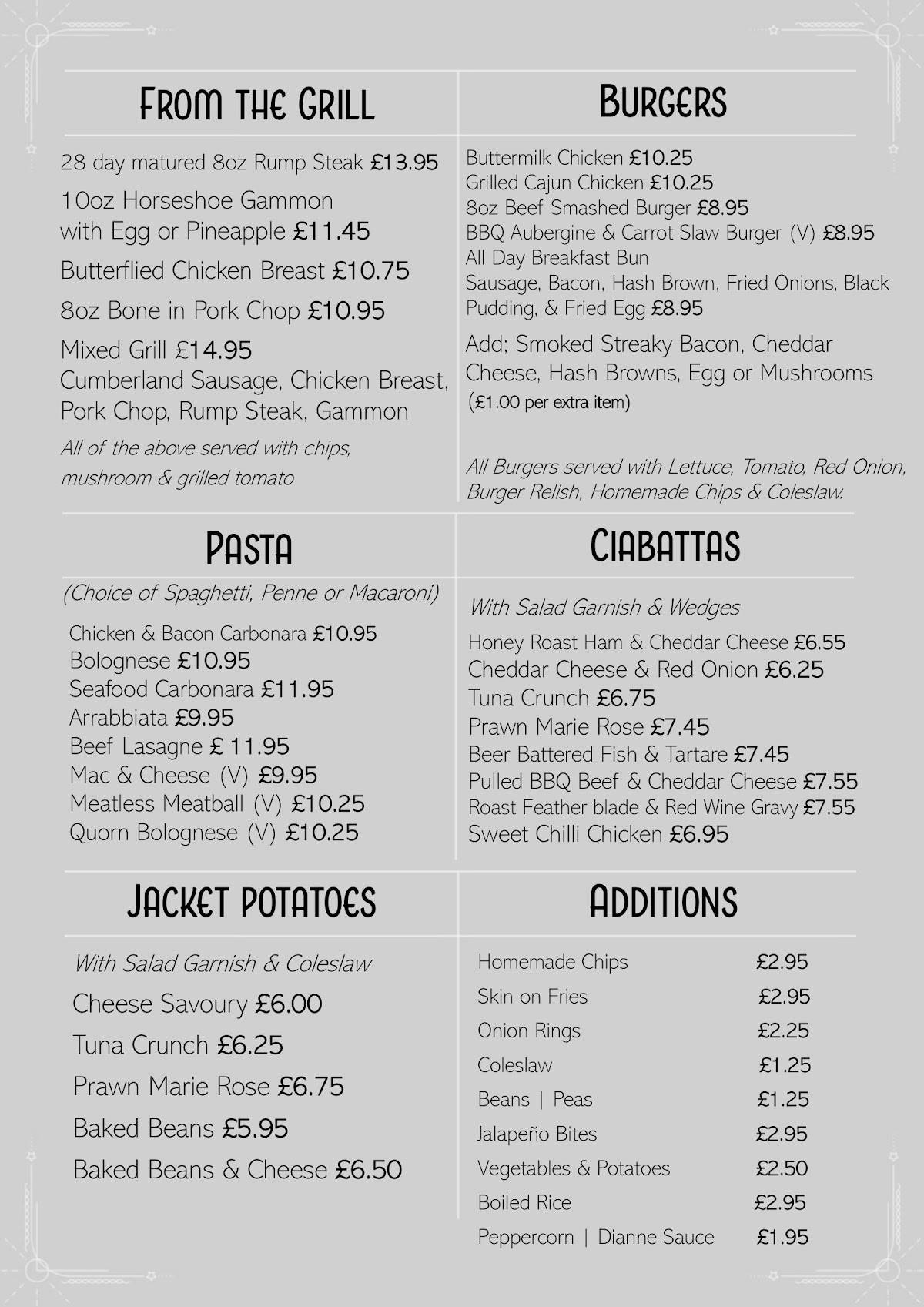 Menu at Harbour Lights Inn pub & bar, South Shields