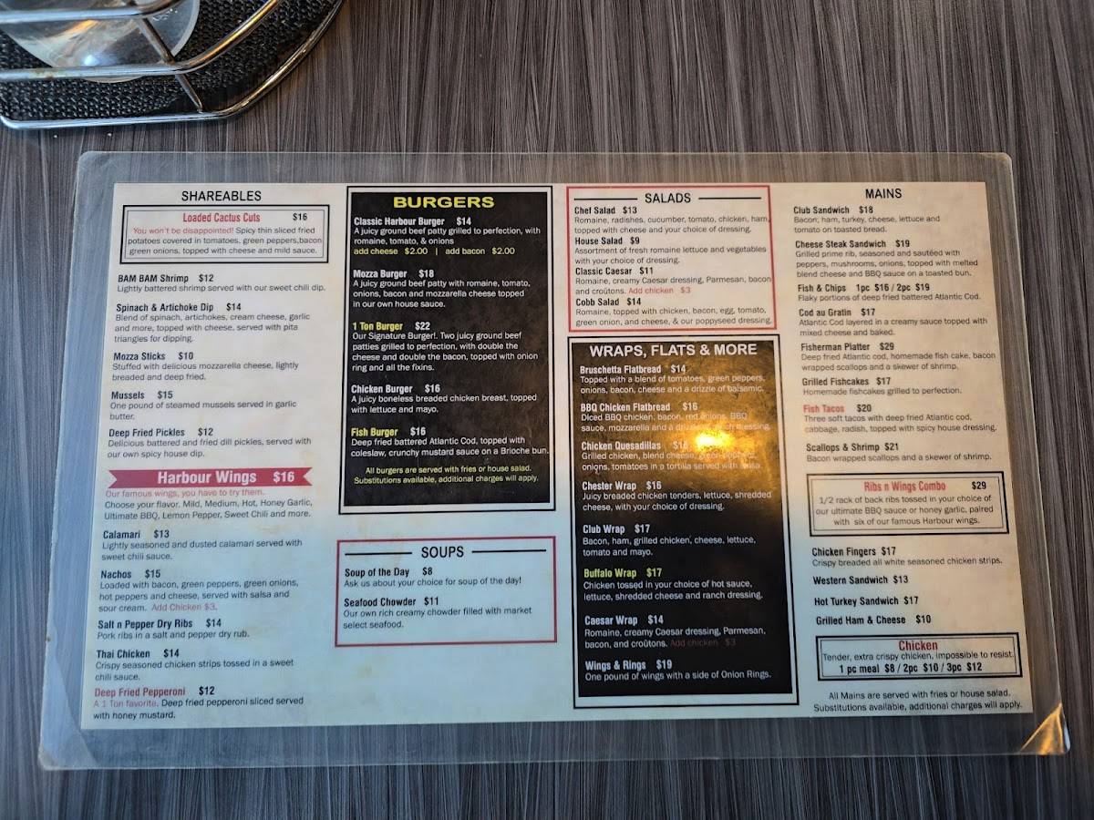 Menu at Harbour Restaurant, Channel-Port aux Basques, 122 Caribou Rd