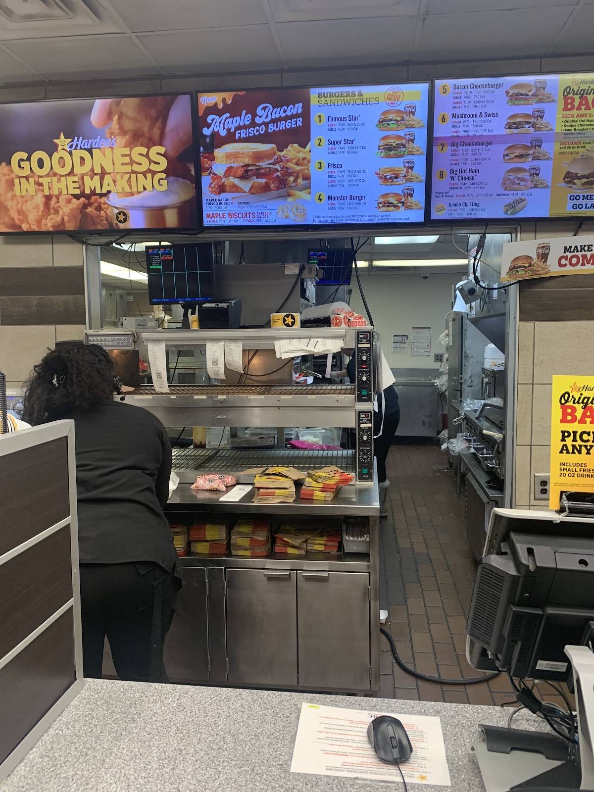 Menu at Hardee’s fast food, Goose Creek, 201 N Goose Creek Blvd