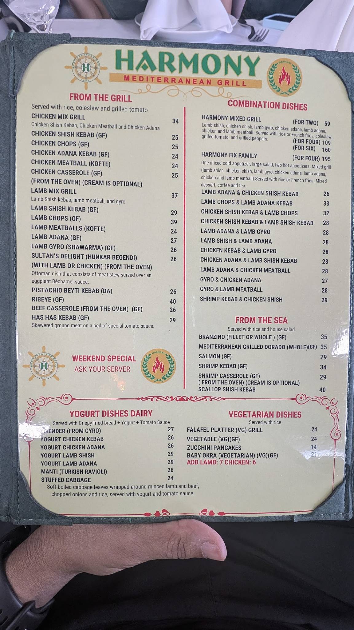 Carta del restaurante Harmony Mediterranean Grill, Franklin Lakes