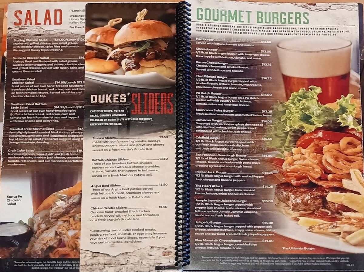 Menu at Duke's Riverside Bar & Grille, Wormleysburg