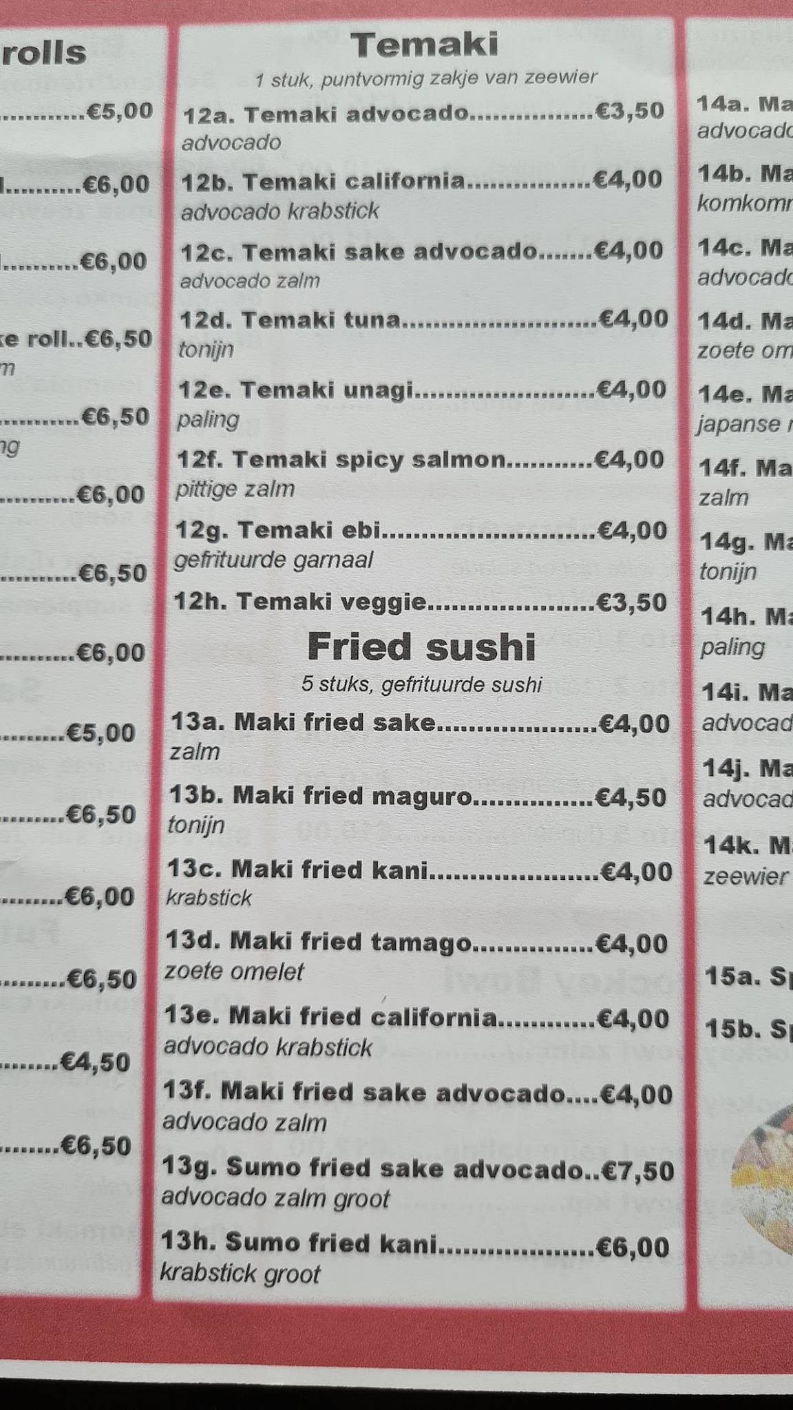 Menu at Hasu, Bree