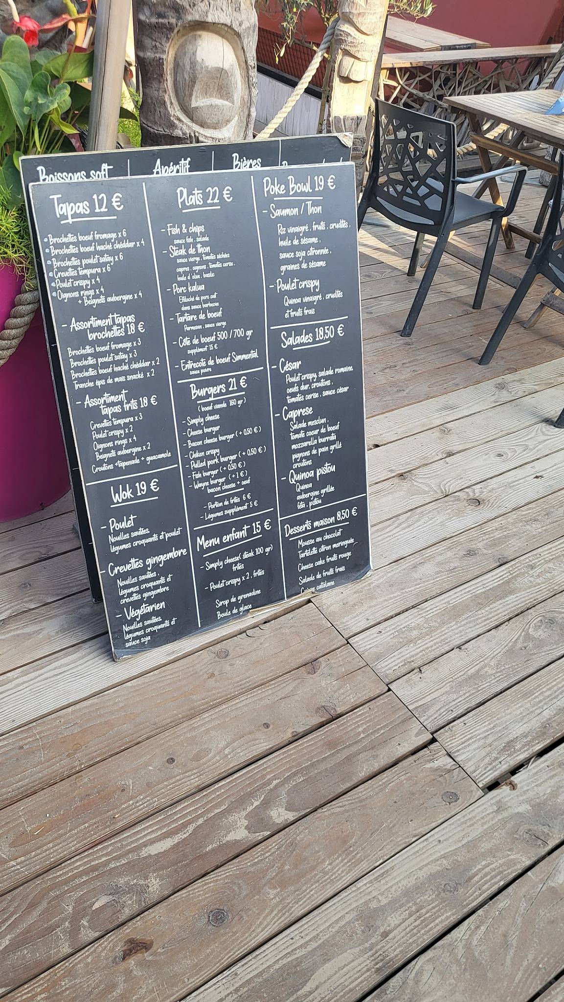 Menu au Restaurant Hawaï Plage, Argelès-sur-Mer