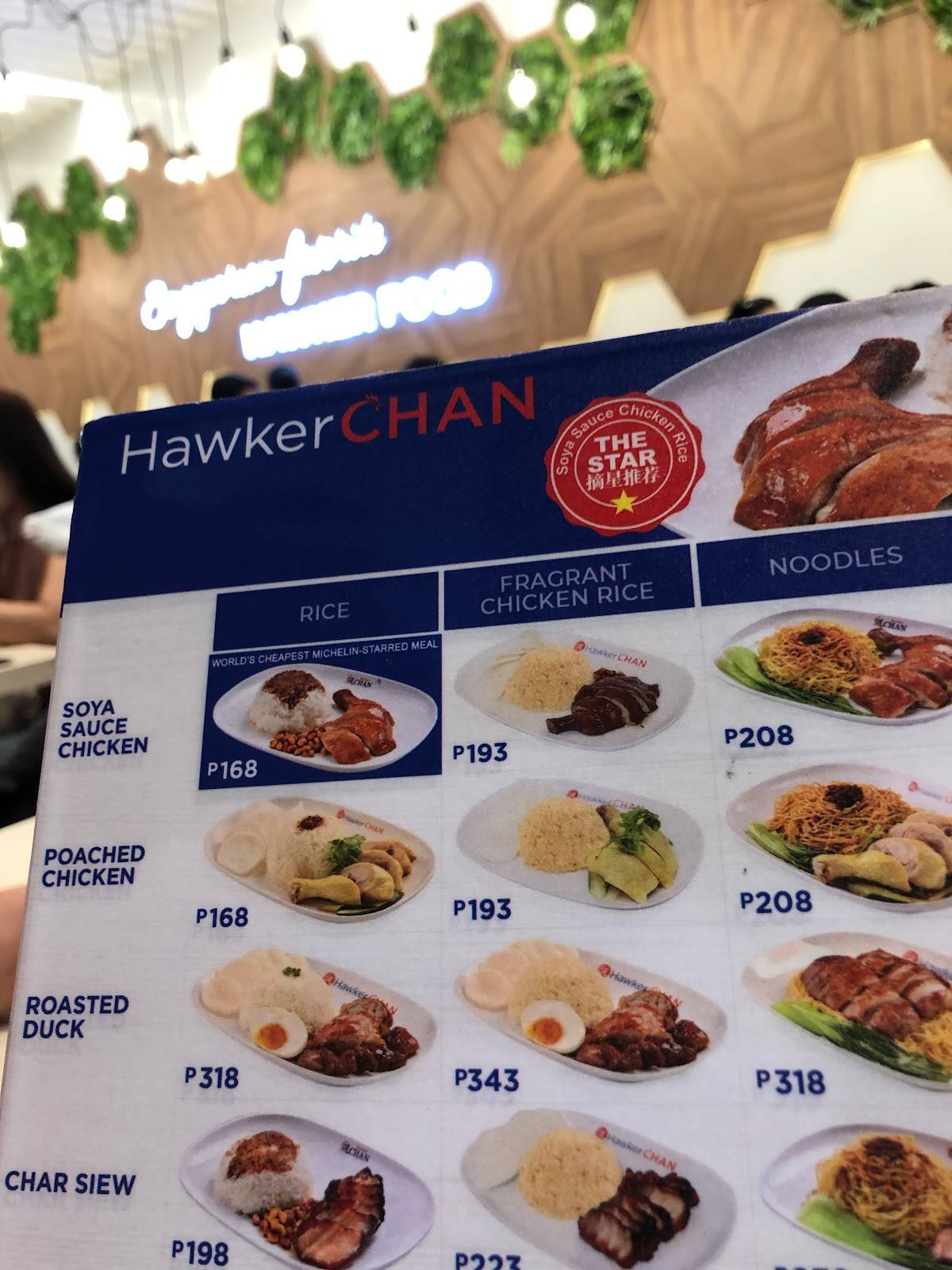 Carta del restaurante Hawker Chan SM Baguio, Baguio