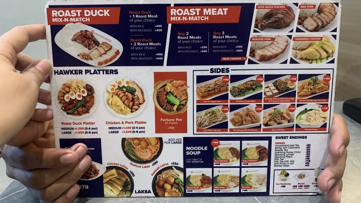 Menu at Hawker Chan - SM Seaside City, Cebu restaurant, Cebu City