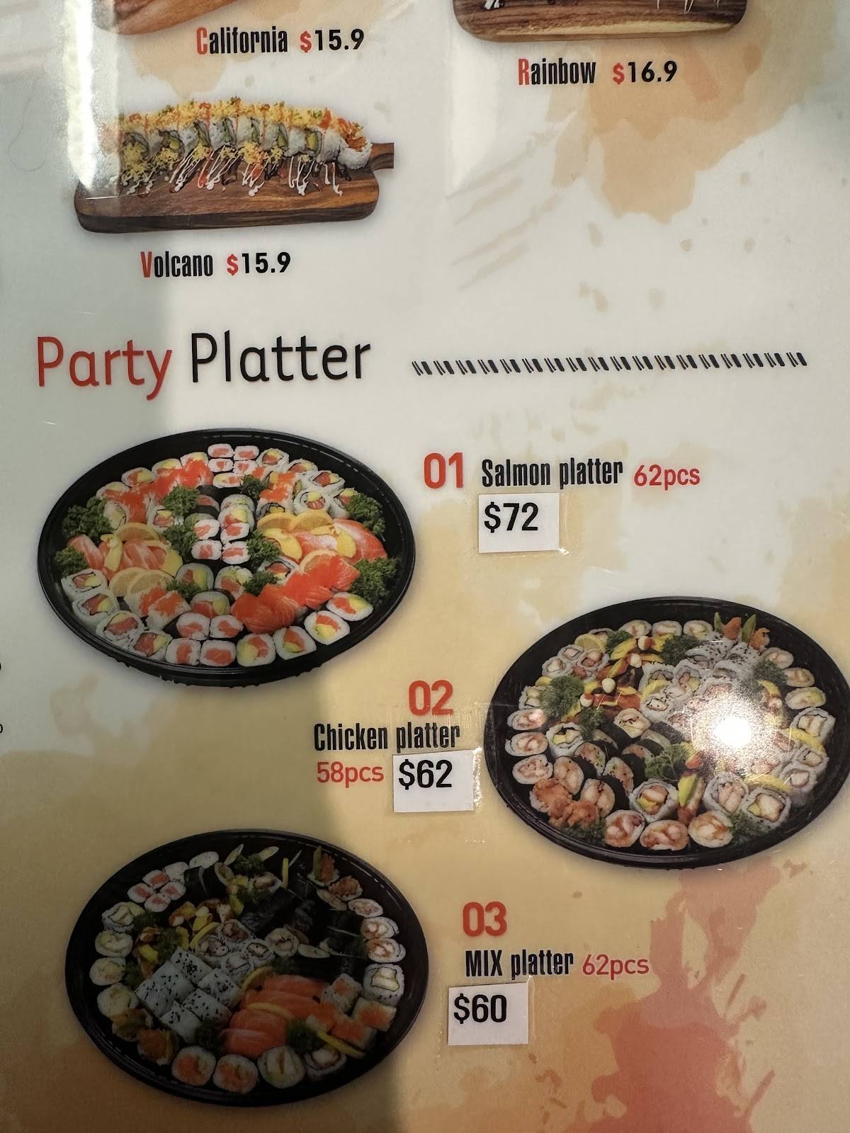 Menu at Haya sushi restaurant, Park Ridge