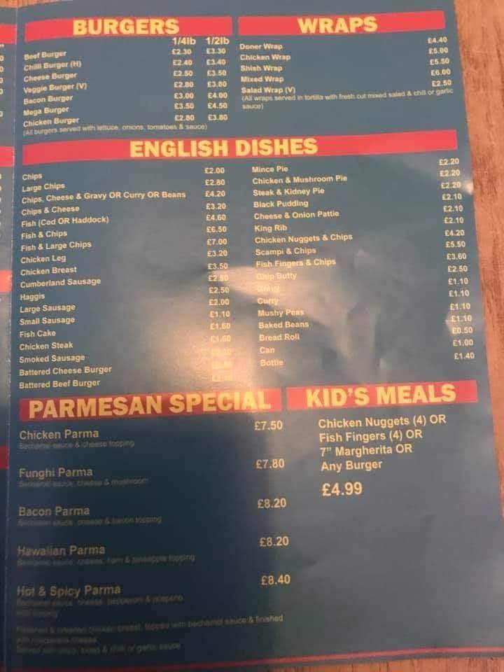 Menu at Haydon Bridge Fish & Chip, Grill House & Pizzeria, Haydon Bridge