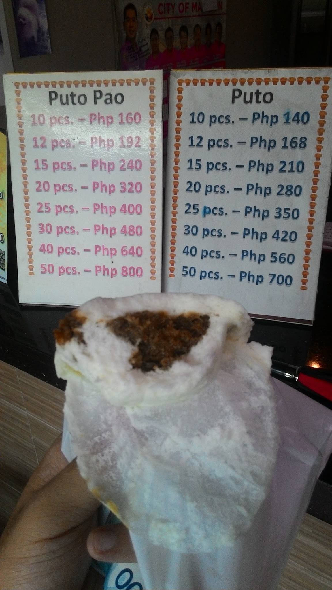 Menu at Hazel's Special Puto, Malabon