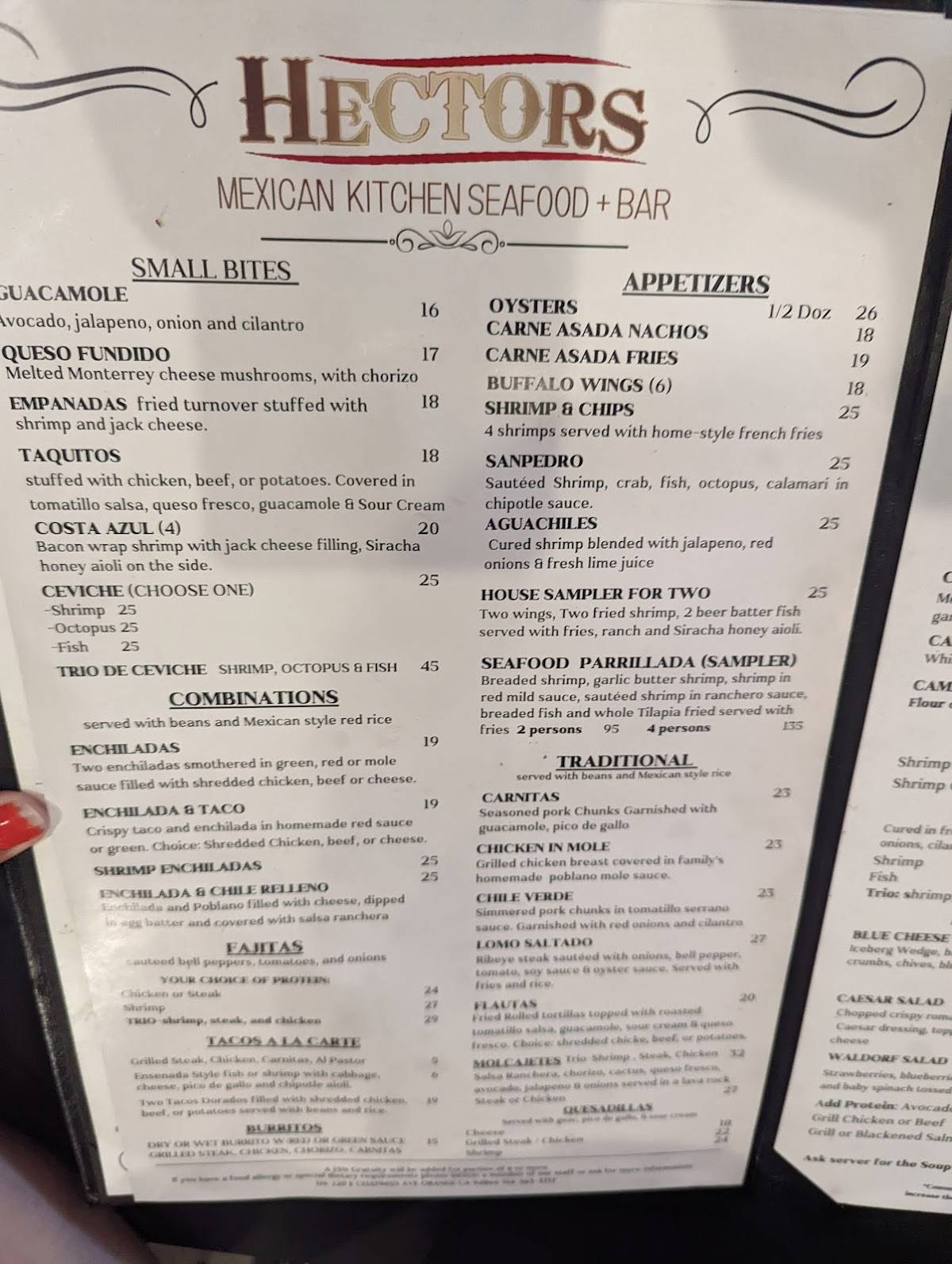 Menu at Hectors On The Circle / Plaza pub & bar, Orange
