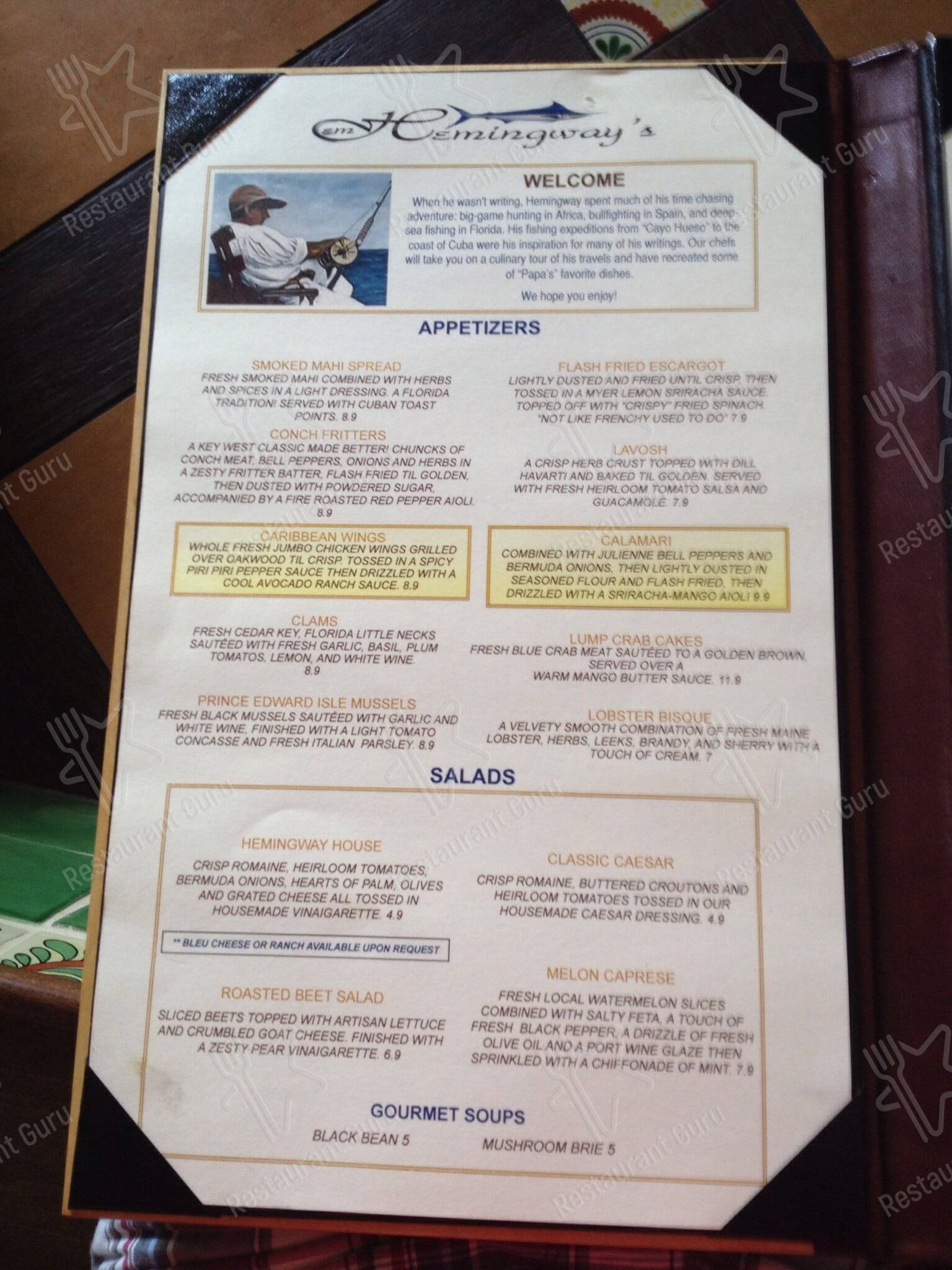Menu at Havana Country Club, The Villages