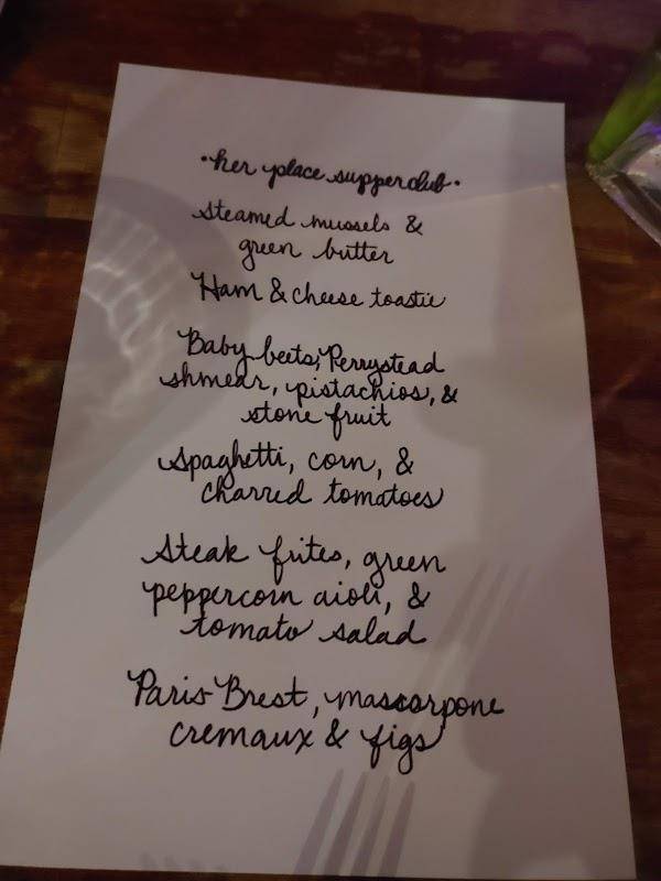 Menu at Her Place Supper Club, Philadelphia