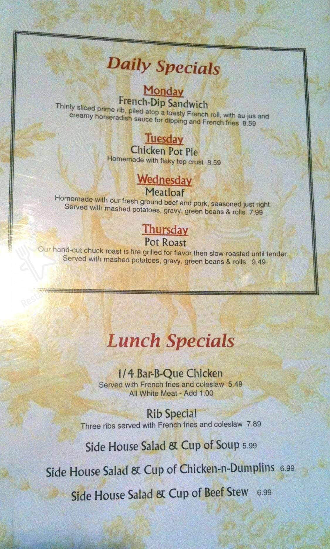 Menu at Hickory House Restaurant, Jackson