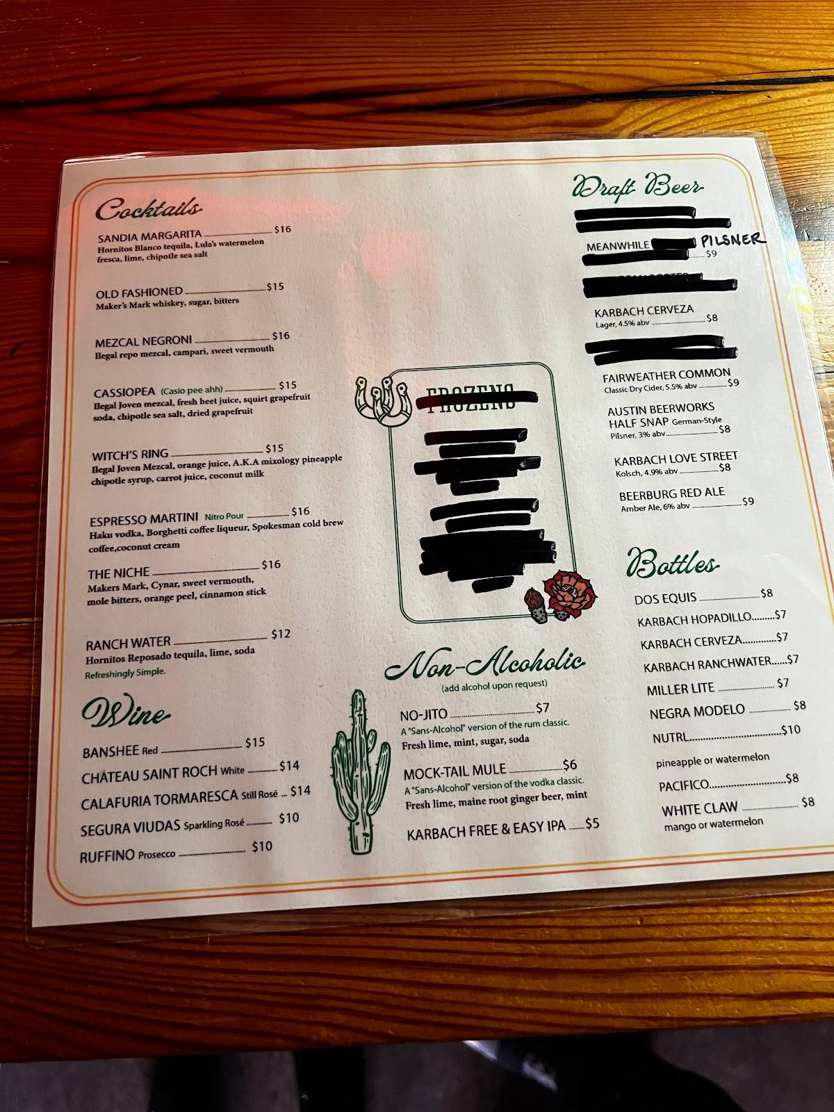 Menu at High Noon pub & bar, Austin