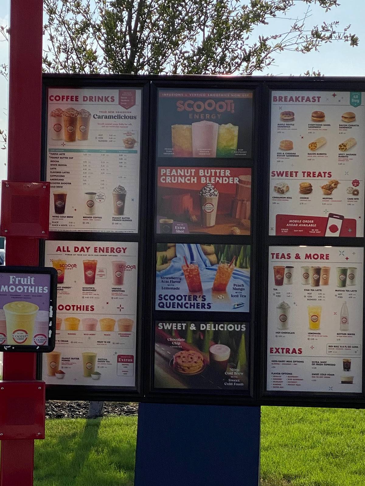 Menu at Scooter's Coffee, Hillview