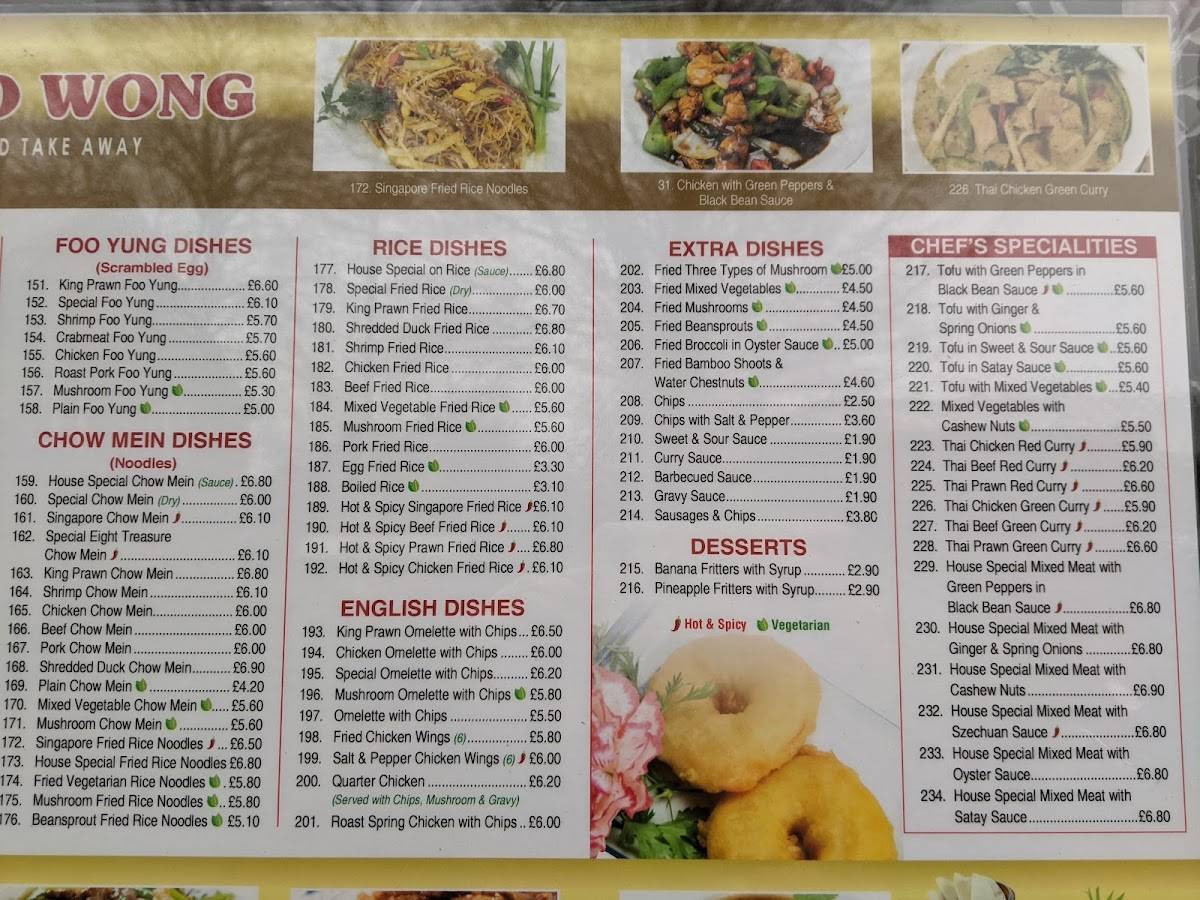 Menu at Ho Wong fast food, Downham Market