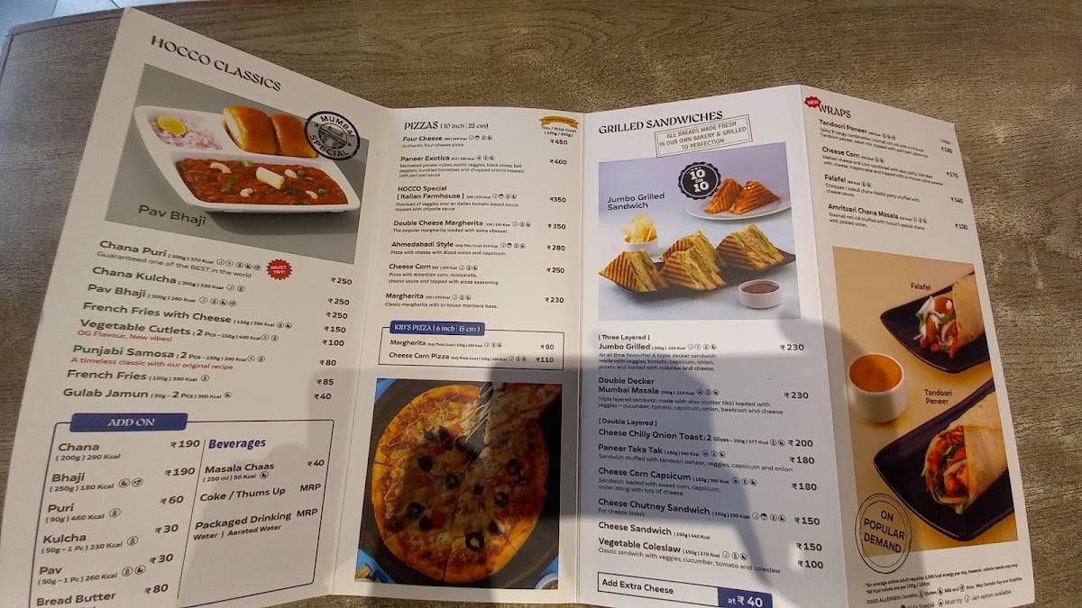 Menu at Hocco eatry, Ahmedabad