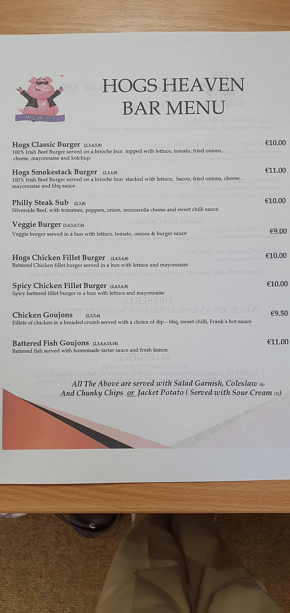 Menu at Hogs Heaven pub & bar, Castlebar