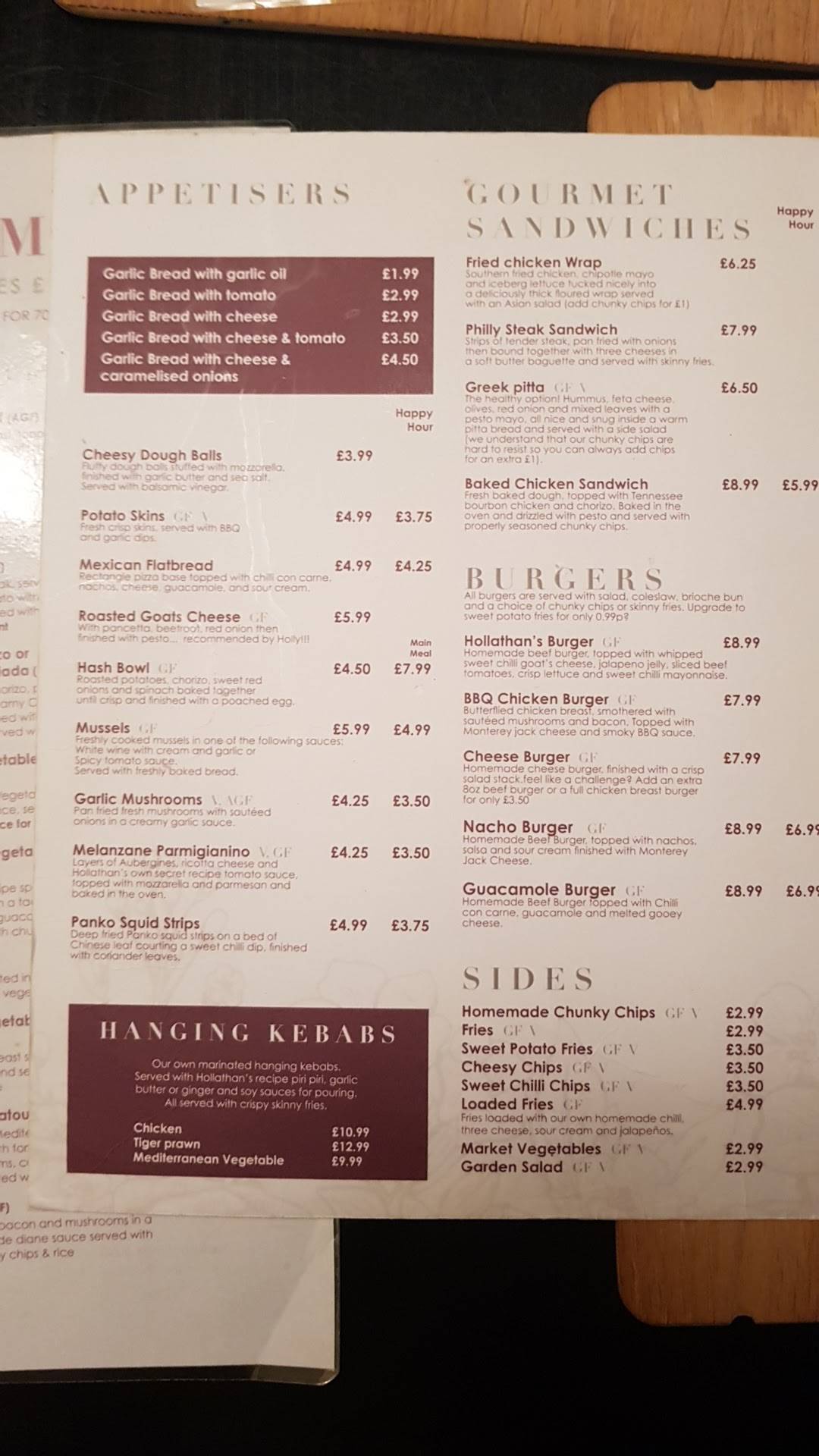 Menu at Hollathans pub & bar, Chester-le-Street, 6-9