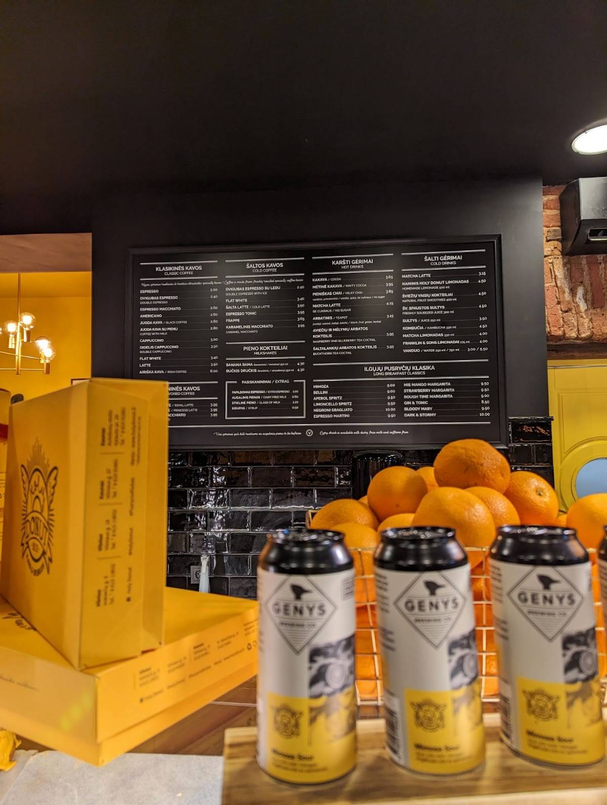 Menu at Holy Donut cafe, Kaunas, Vilniaus gatvė 37