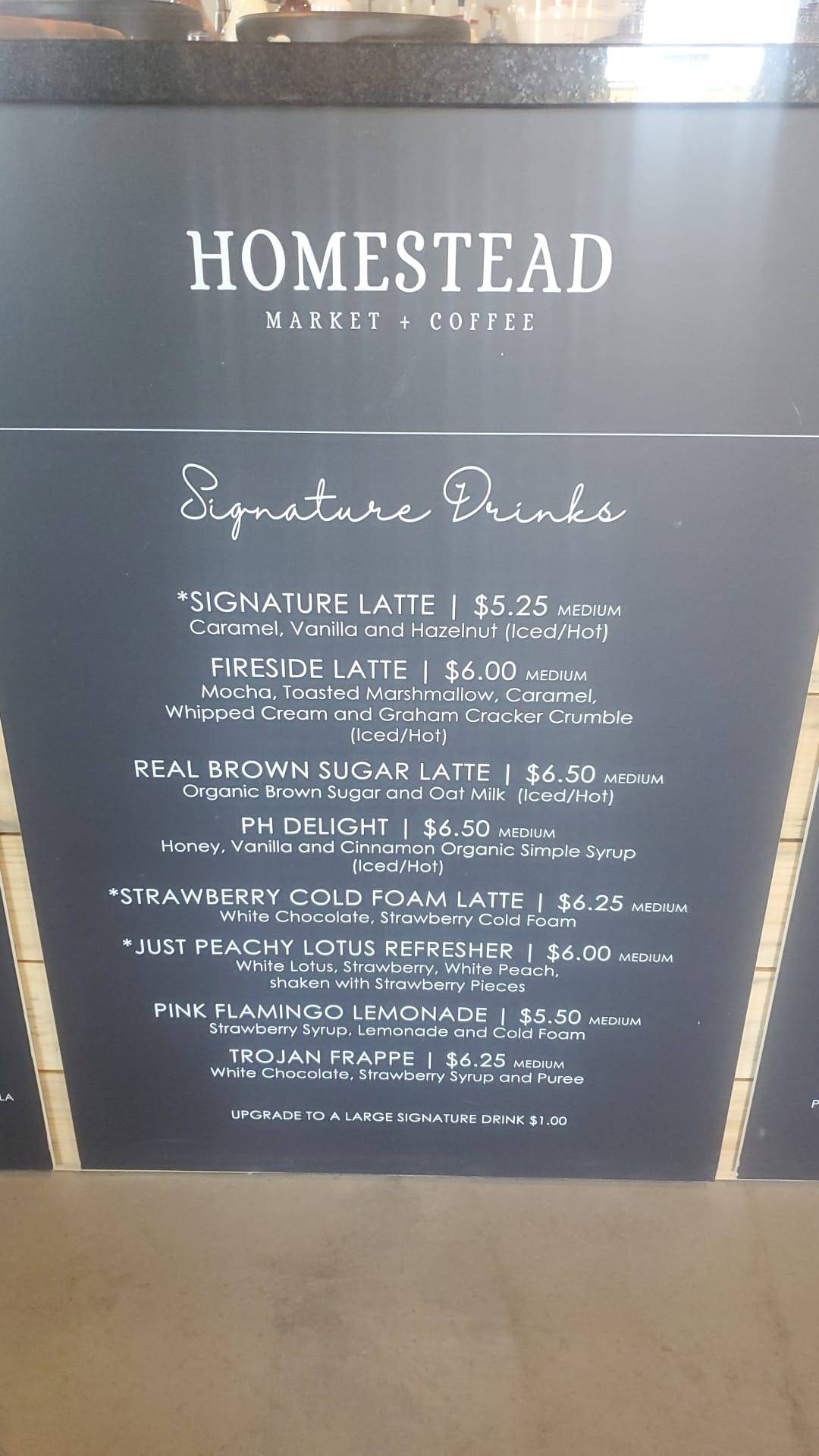 Menu at Homestead Market & Coffee, Kiefer