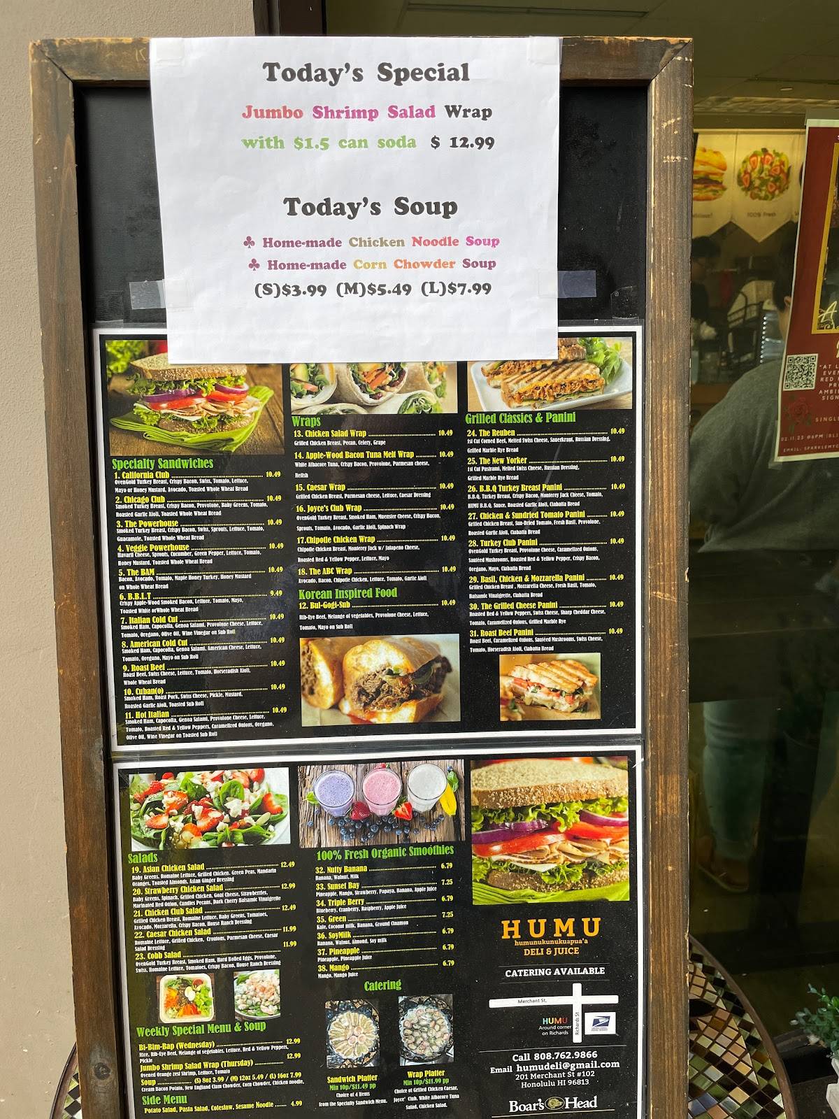 Menu at HUMU SANDWICH & SMOOTHIES pub & bar, Honolulu