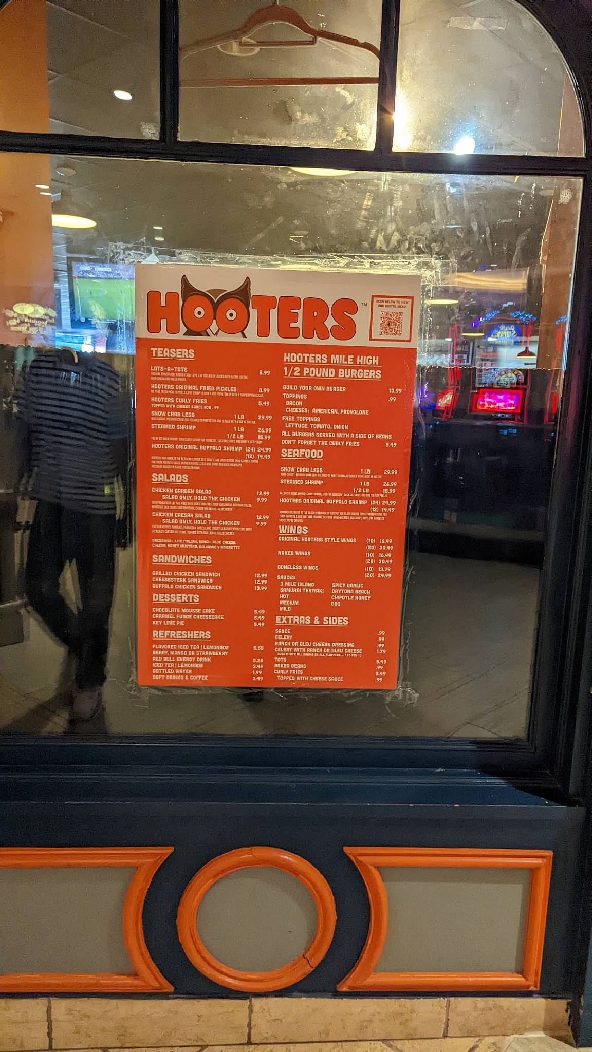 Menu at Hooters pub & bar, Atlantic City, Boardwalk