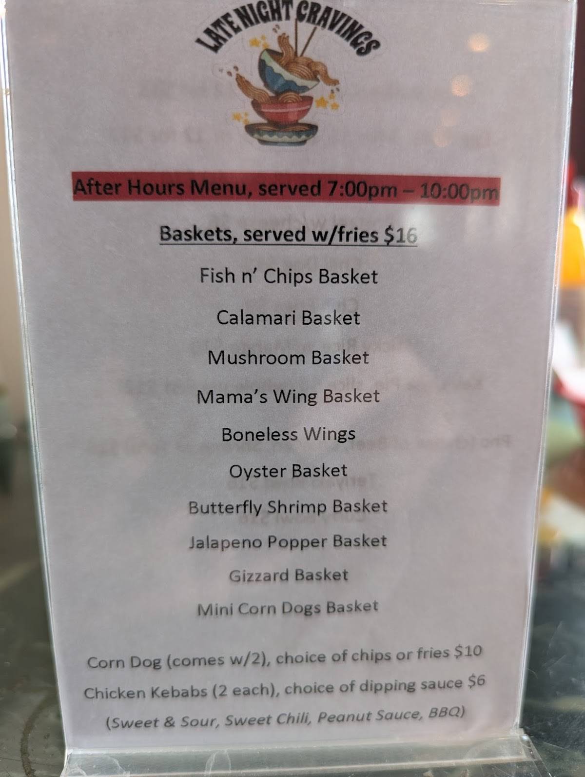 Menu at Hot Mama's Kitchen restaurant, Ocean Shores