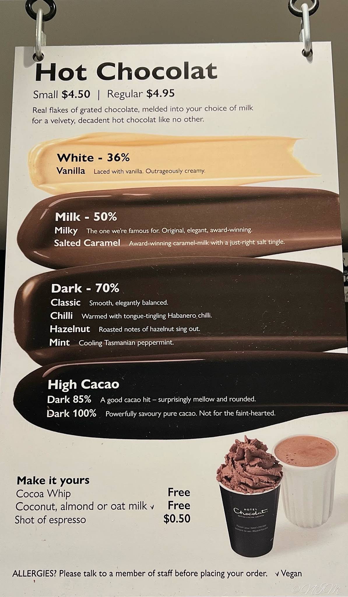 Menu at Hotel Chocolat cafe, Paramus