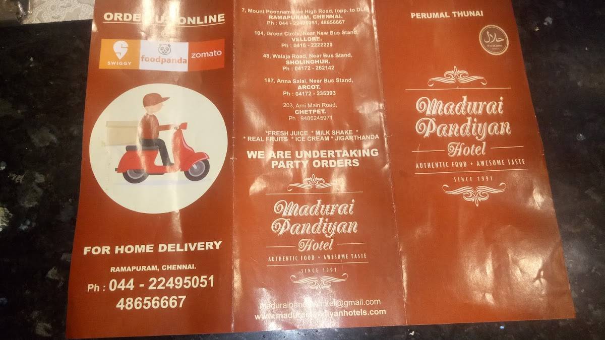 Menu at Hotel Madurai Pandiyan, Chennai, No.49