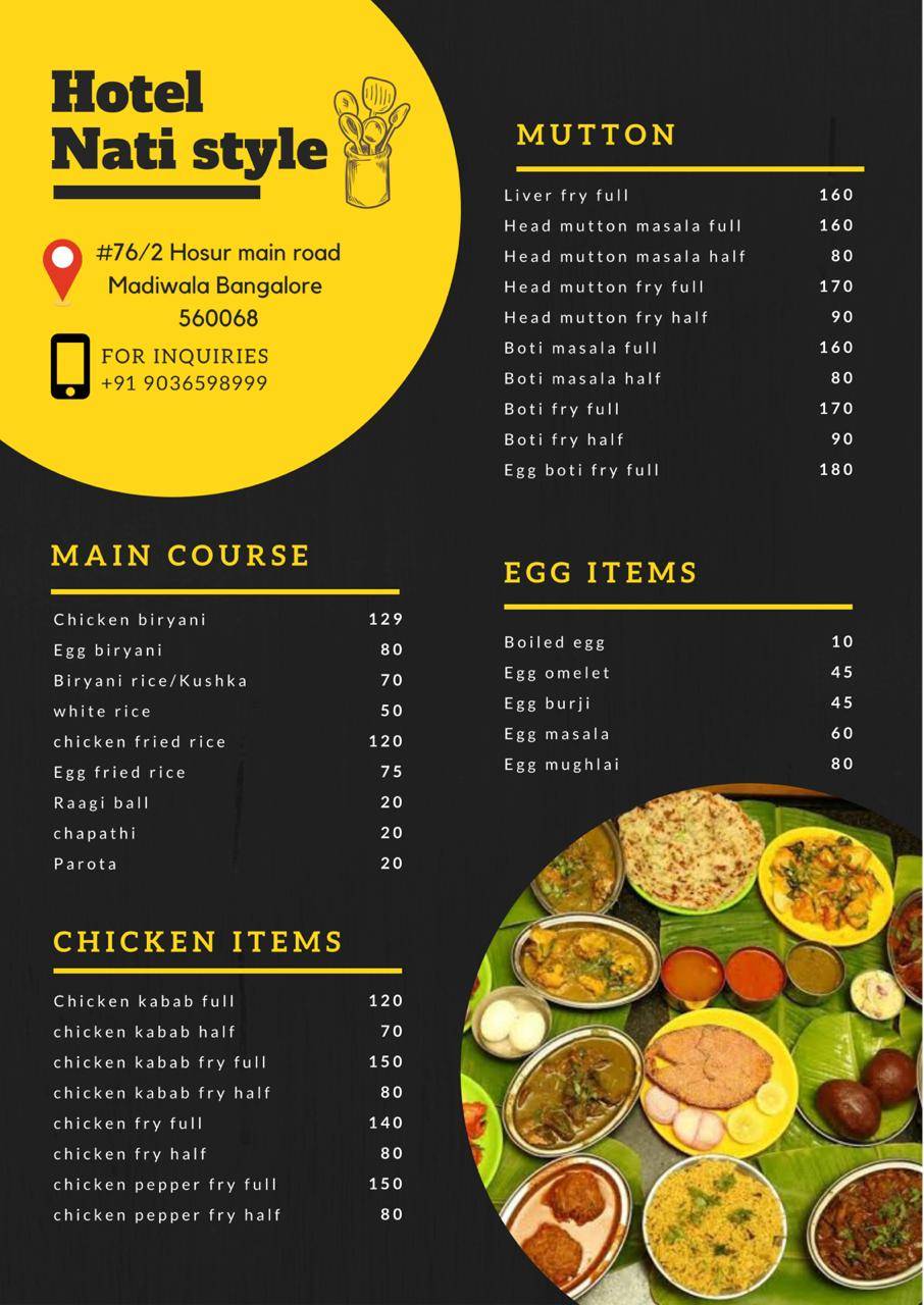 Menu at Hotel Nati style, Bengaluru, 76