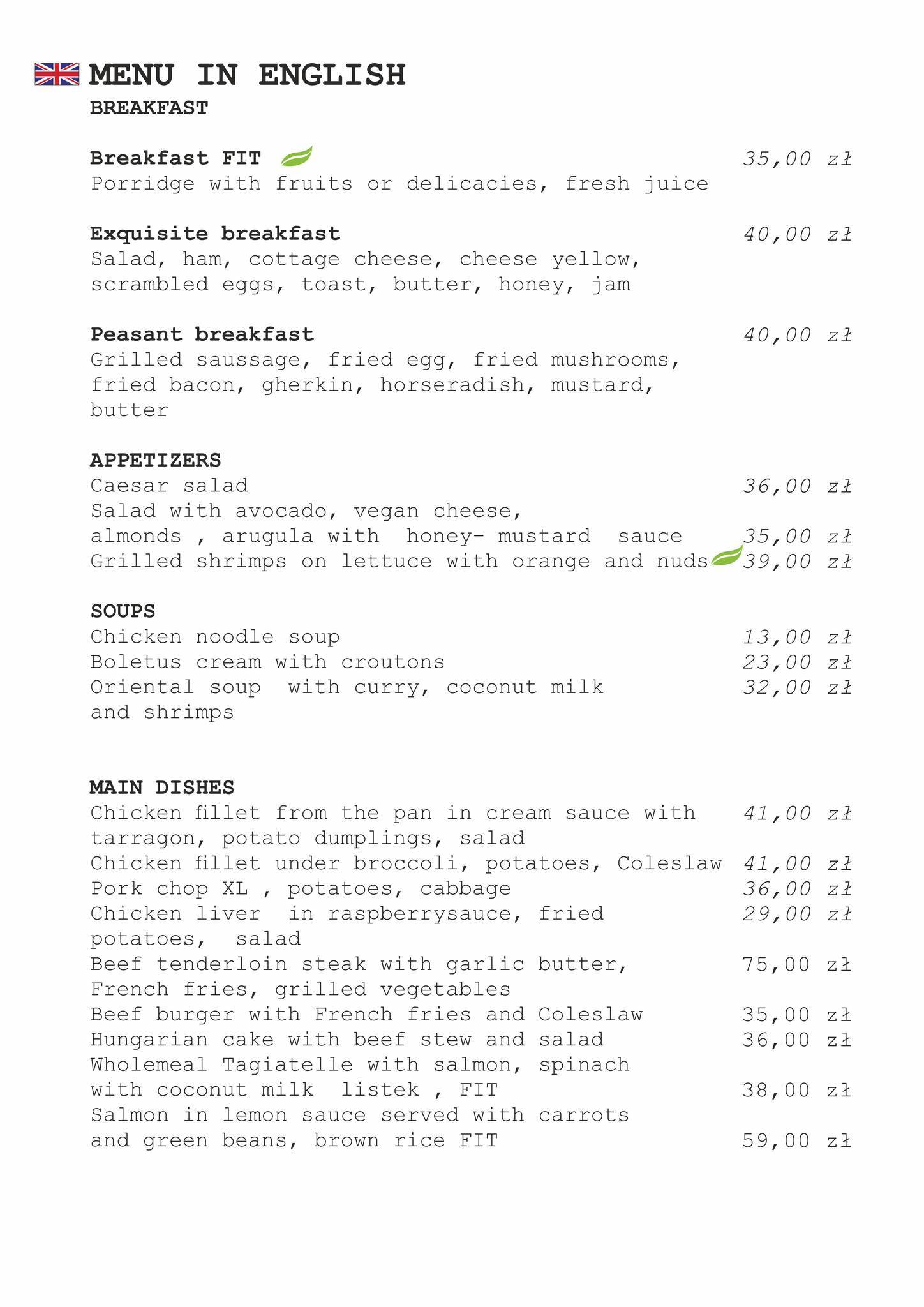 Menu at Hotel Restauracja Artis restaurant, Moderówka